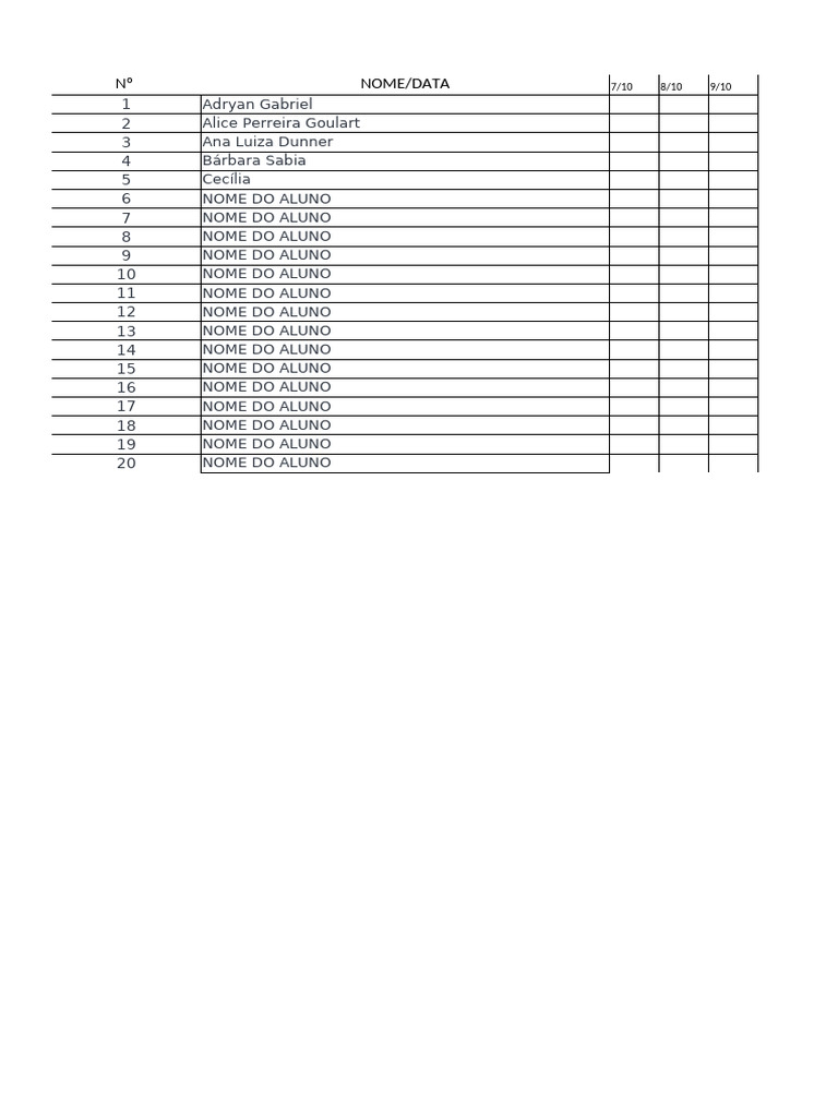 Modelo Chamada 4º Bimestre | PDF
