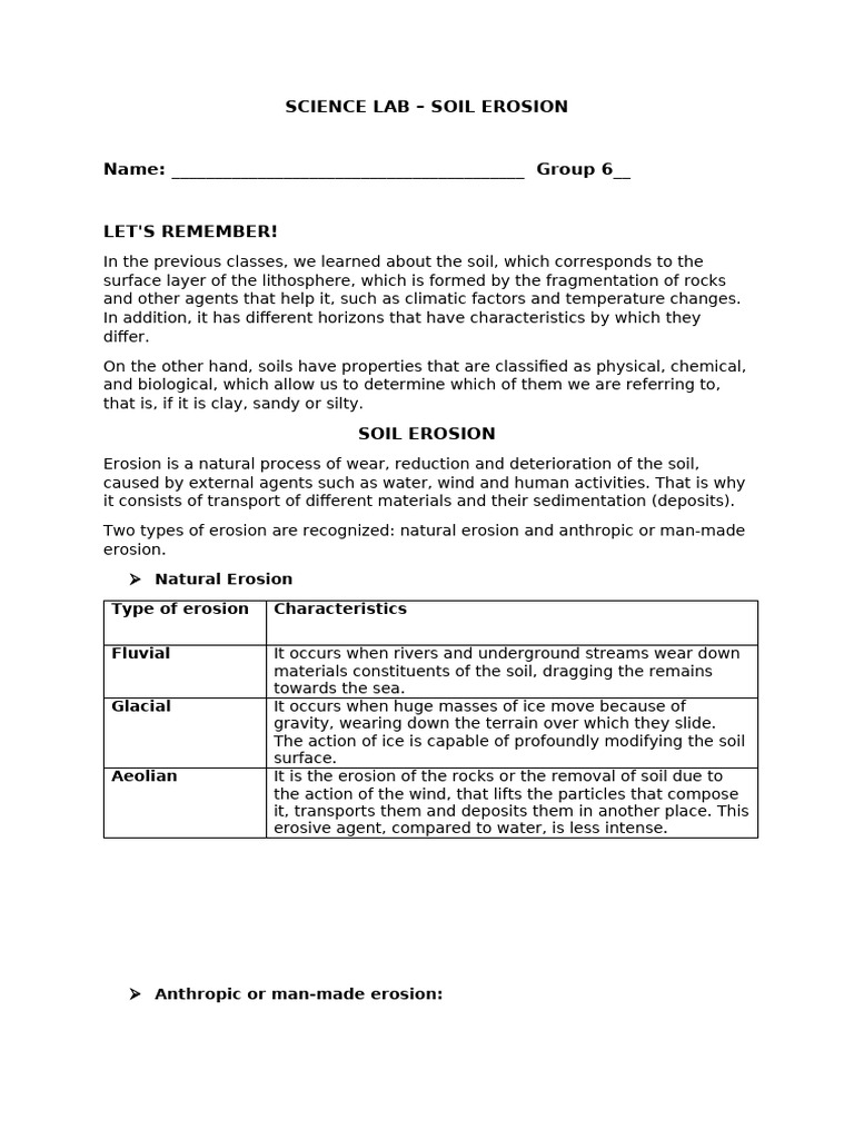 Science Lab - Soil Erosion | PDF | Erosion | Soil