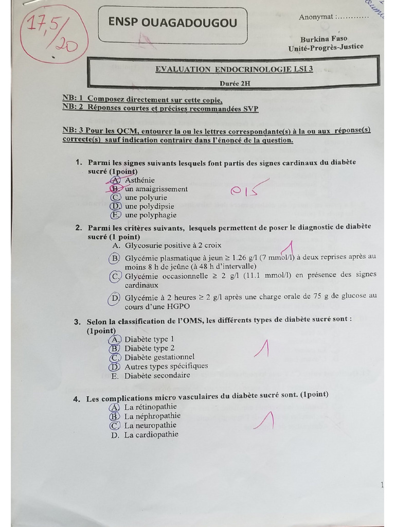 Correction Du Devoir de Endocrinologie | PDF
