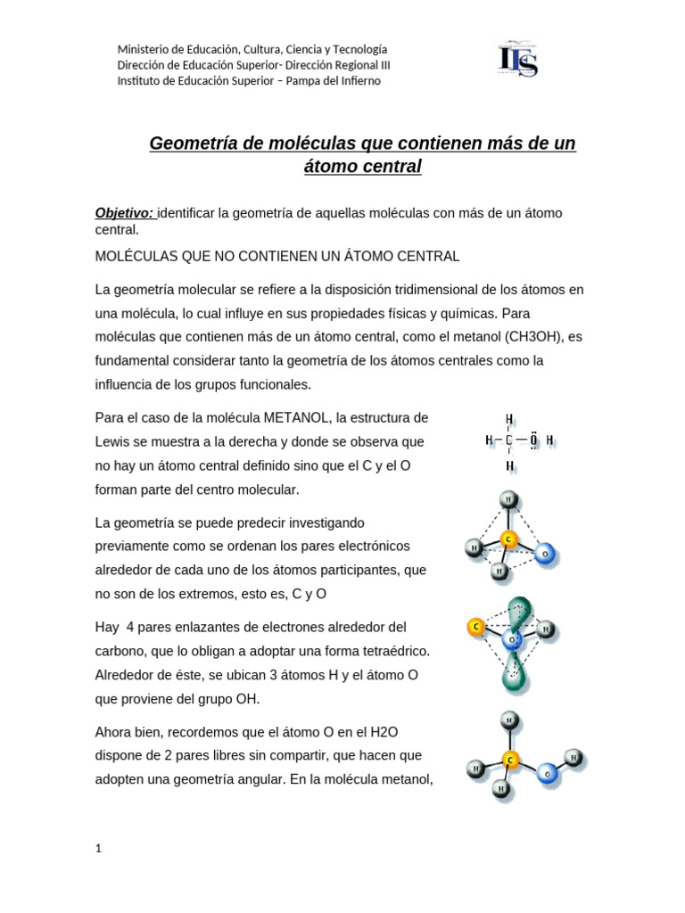Geometría Con Mas de Un Átomo Central | PDF | Moléculas | Geometría