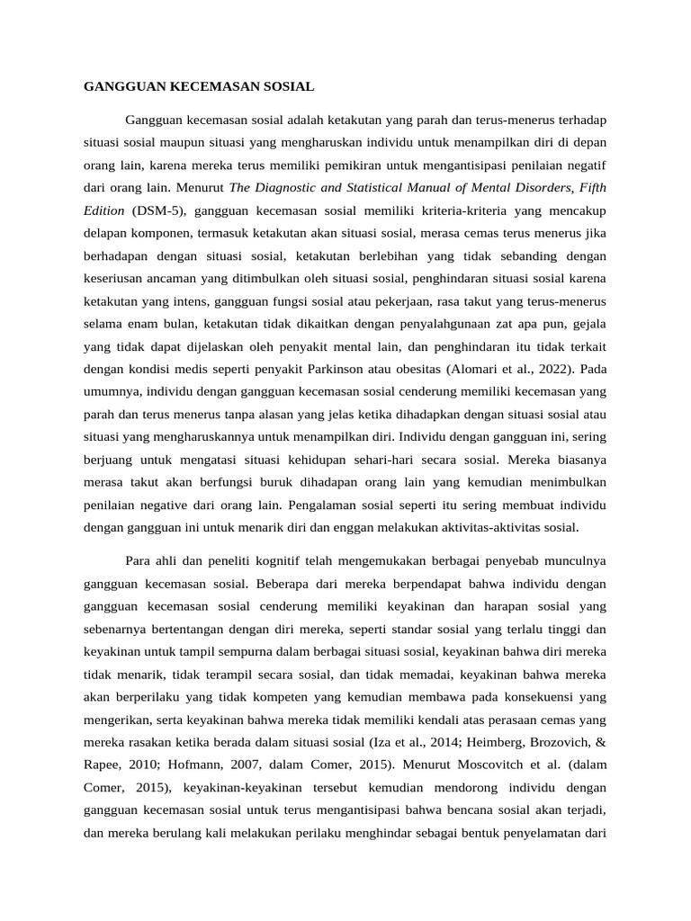 Gangguan Kecemasan Sosial | PDF | Pengembangan Diri