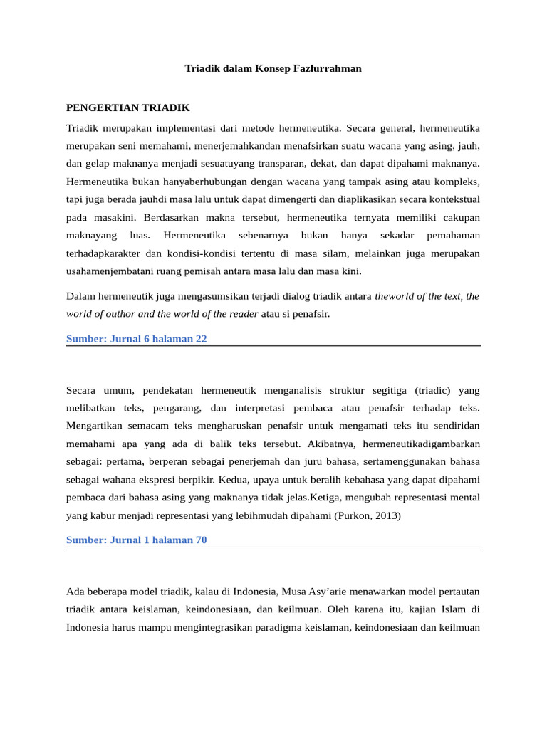Triadik Dalam Konsep Fazlurrahman | PDF