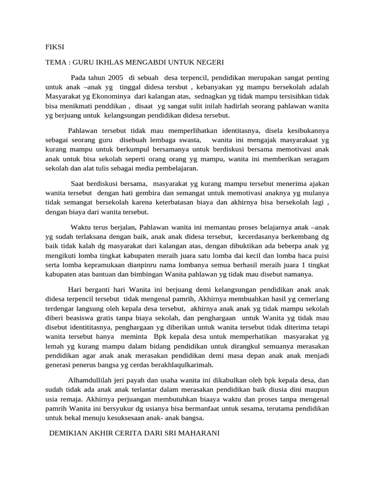 Tema Guruku Oleh Bu Sri Maharani | PDF