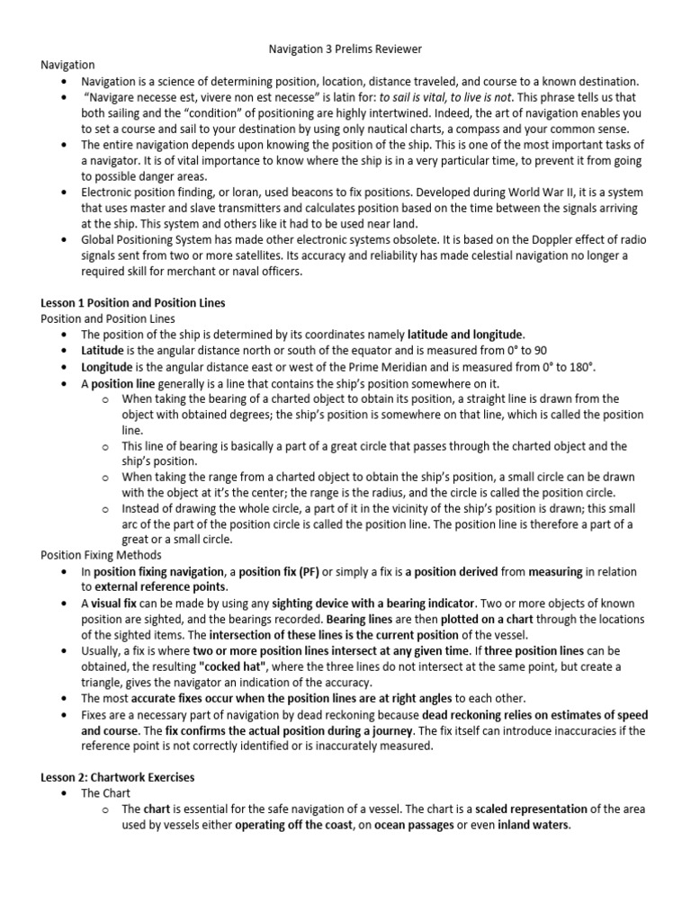 Navigation 3 Prelims Reviewer Mrooms | PDF | Navigation | Latitude