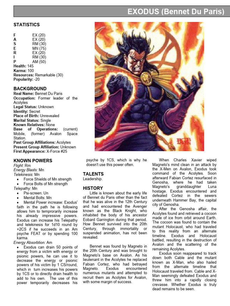 Marvel Super Heroes - Characters Update - Exodus | PDF | Marvel Comics ...