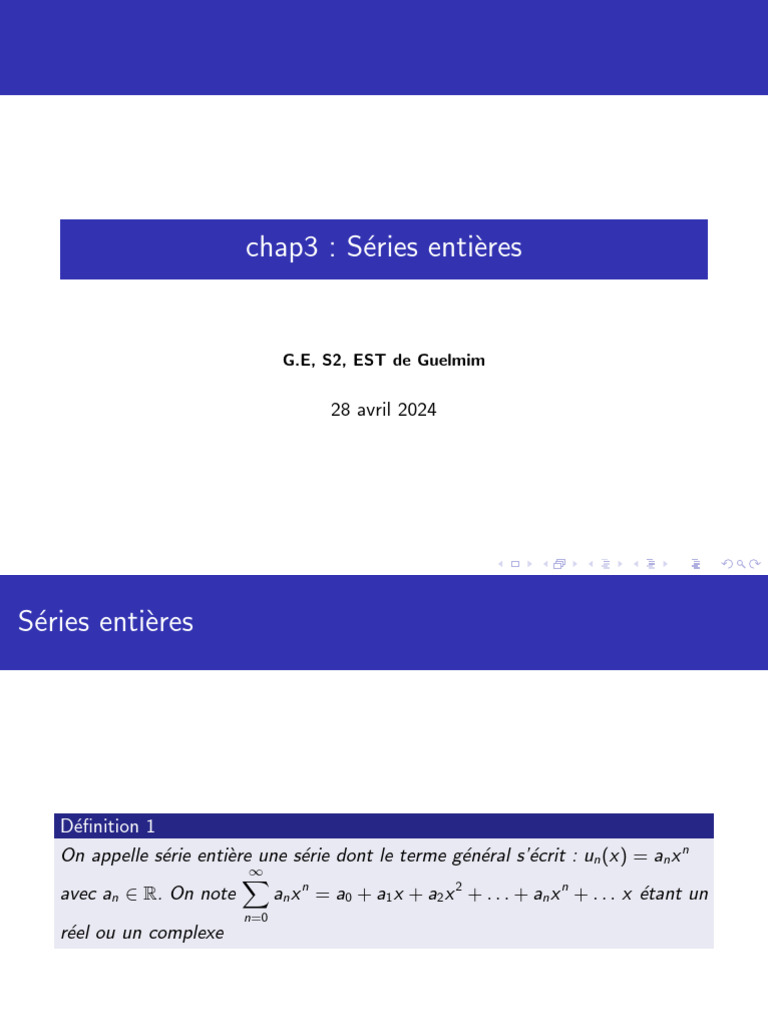 Séries Entières : Convergence et Développement | PDF | Série entière ...