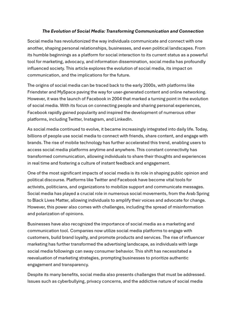 The Evolution of Social Media | PDF | Social Media | Popular Culture ...