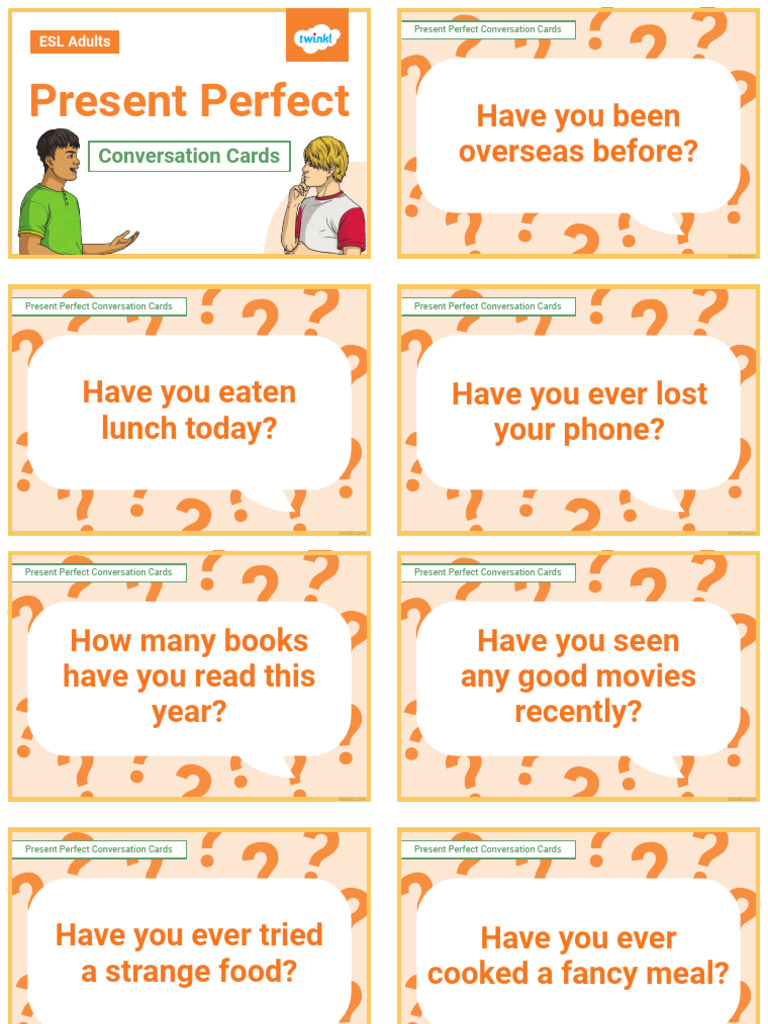 T 1709697017 Esl Perfect Tenses Conversation Cards Adults b1 c1 - Ver ...