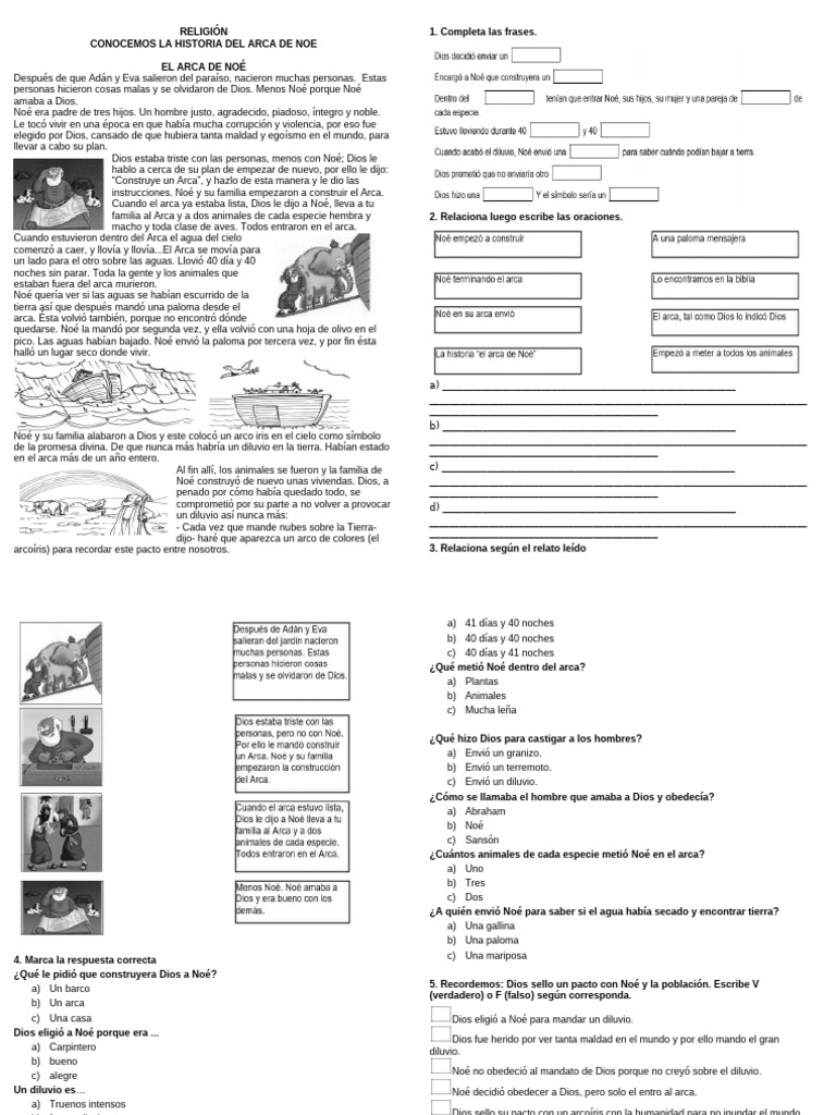 Ficha-Reli-Conocemos La Historia Del Arca de Noe | PDF | Arca de Noé | Noé