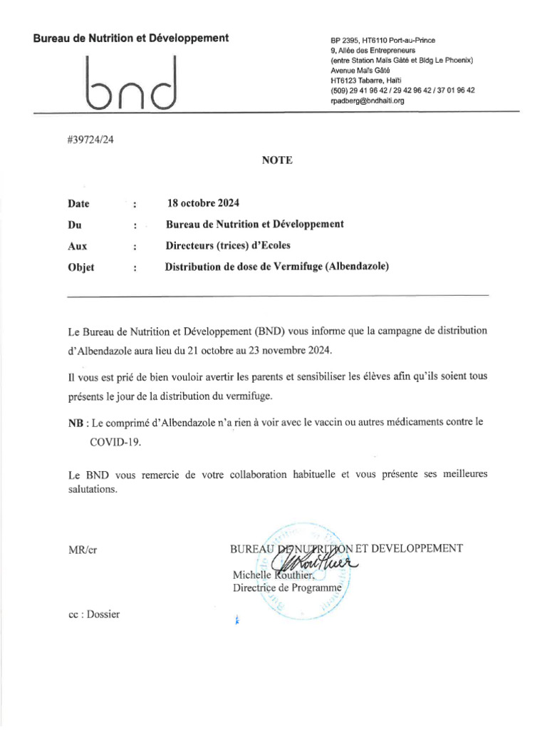Lettre Adréssée Aux Directeurs (Trices) D'ecoles | PDF