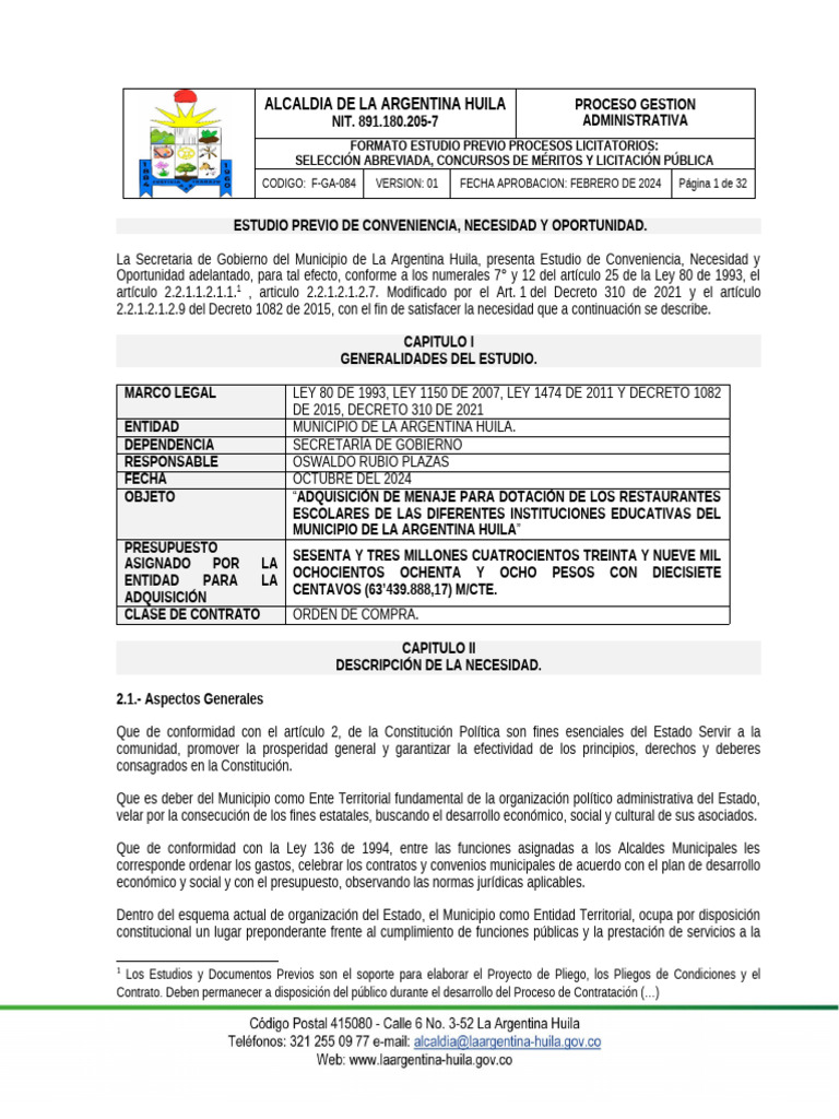 F-Ga-084 Formato Ep Procesos Licitatorios v.1 | PDF | Presupuesto | Alcalde