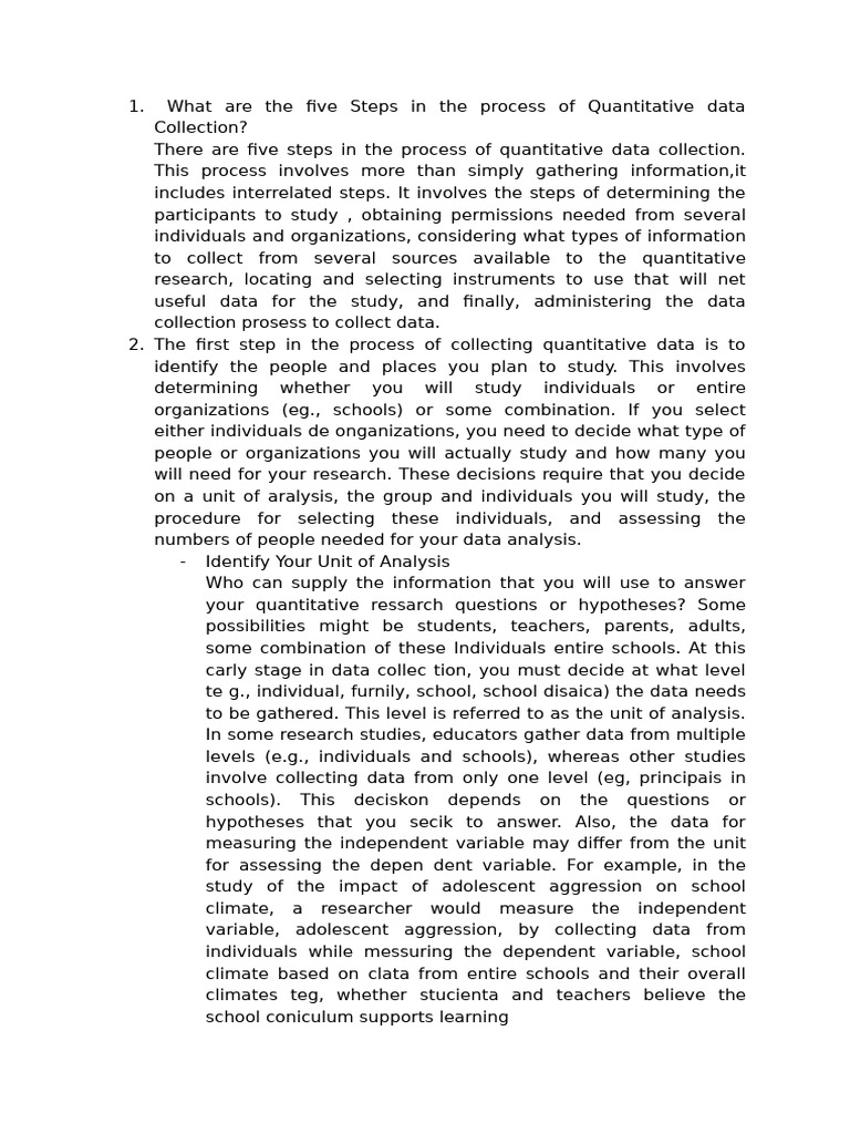 Collecting Quantitative Data | PDF | Sampling (Statistics) | Data Analysis
