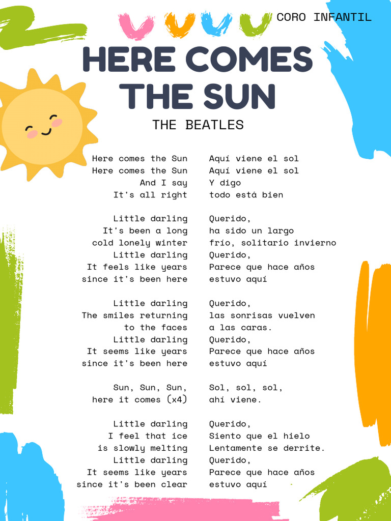 Letra - Here Comes The Sun - Coro 2024 | PDF