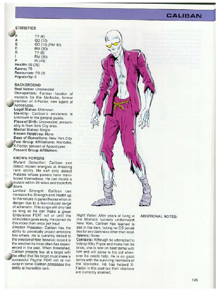 Marvel Super Heroes - MU1 Caliban - Circus of Crime | PDF