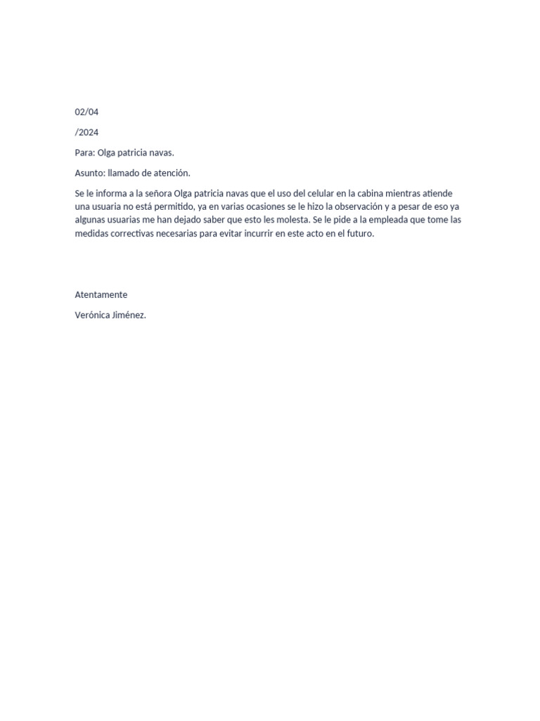 Llamados de atención a Olga Navas | PDF