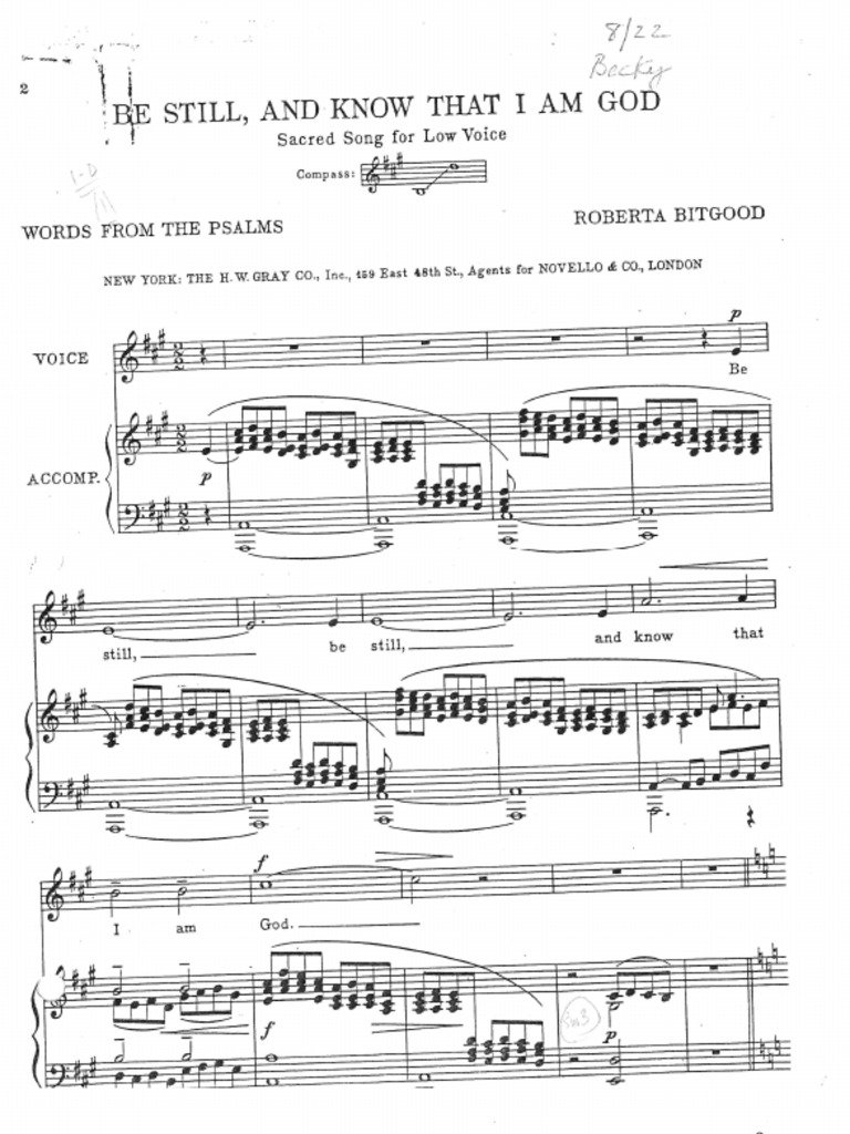 Bitgood - Be Still, and Know That I Am God | PDF