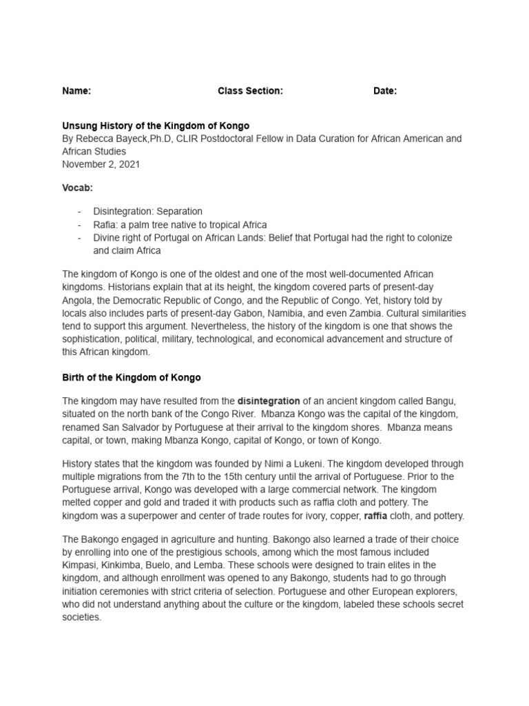 Kongo Kingdom Background | PDF | Africa