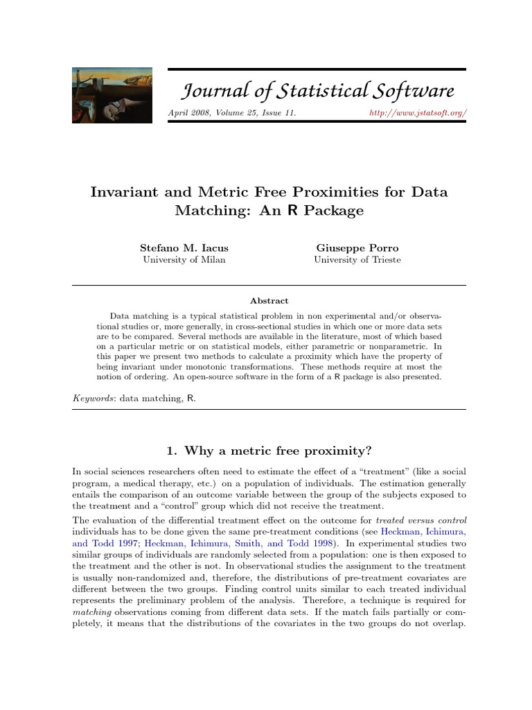 Ver Invariant and Metric Free Proximities For Data Jss.v025.i11 | PDF | Statistics | Regression ...