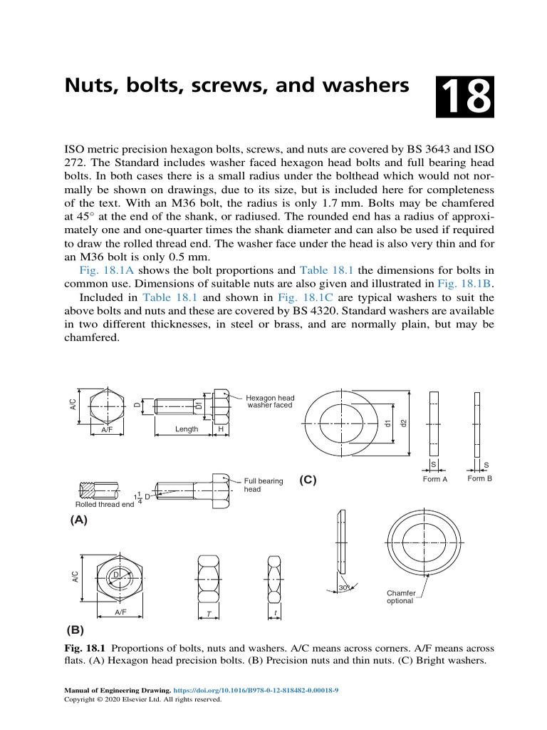 18 Nuts Bolts Screws and Washers 2020 Manual of Engineering Drawing ...