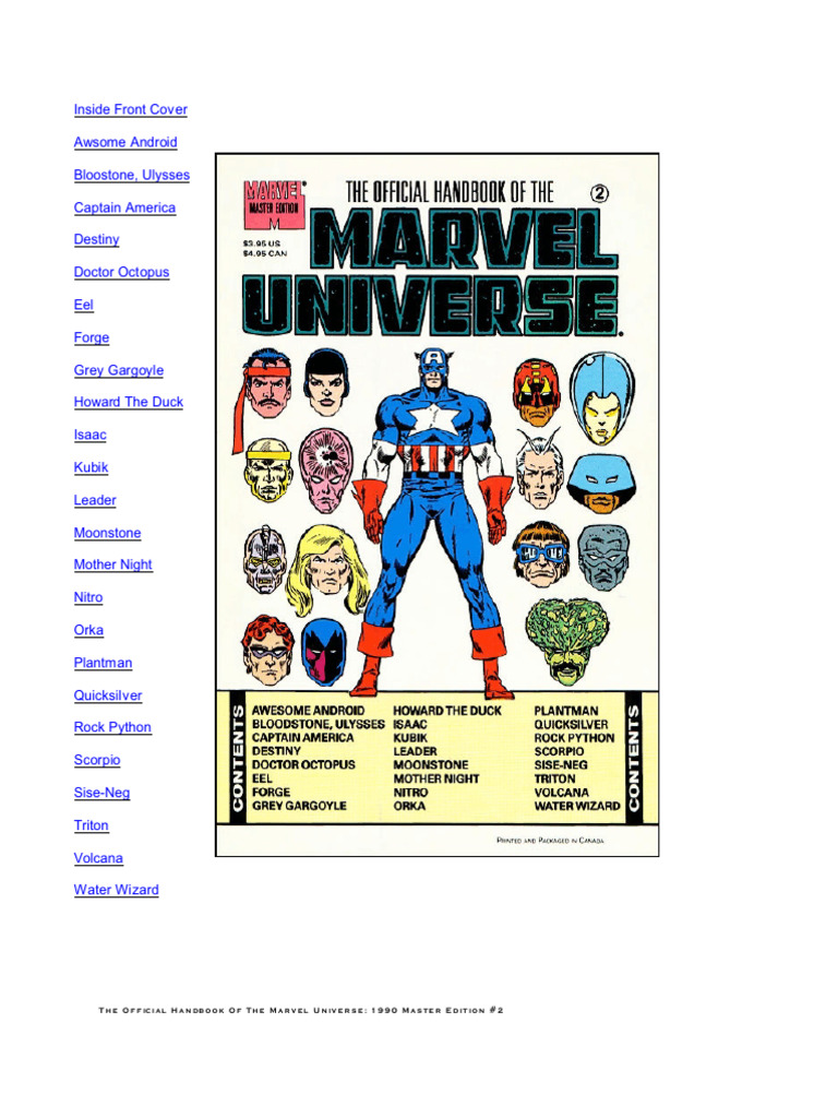 Marvel Universe Handbook: Master Edition 2 | PDF | Marvel Comics ...
