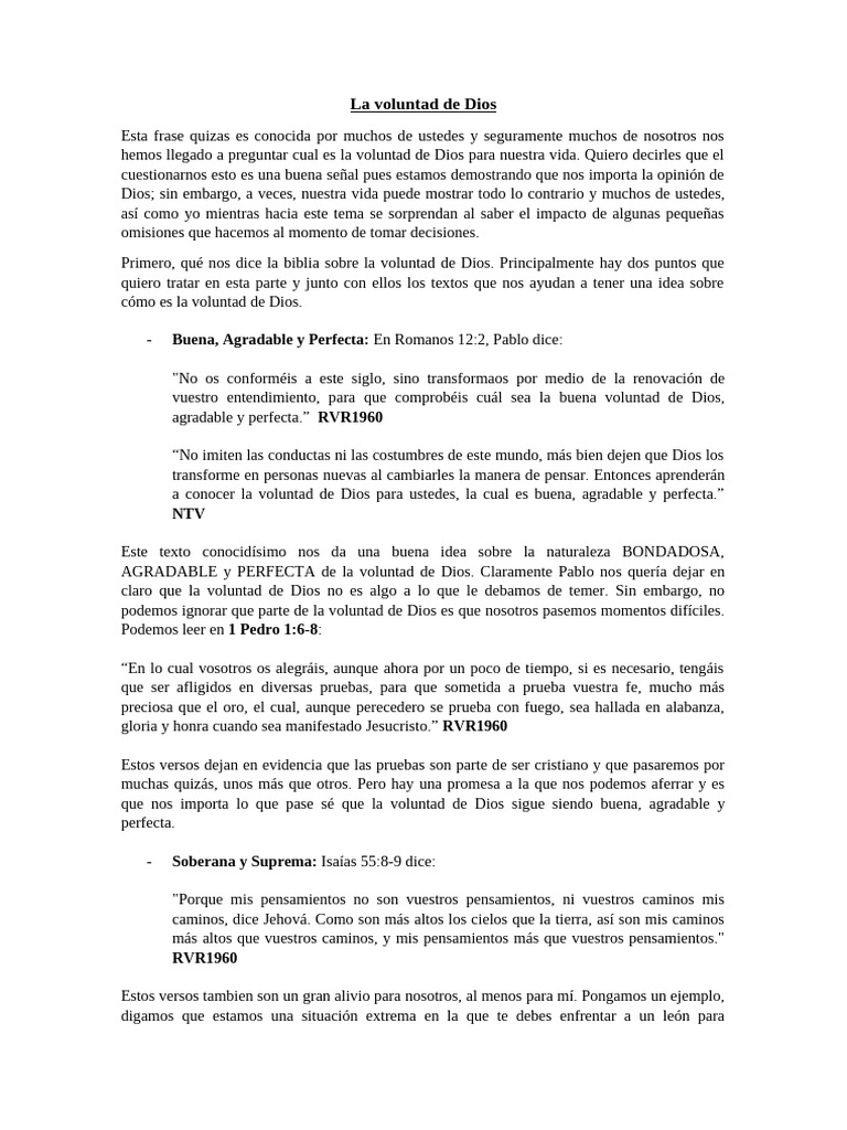 La Voluntad de Dios | PDF | Dios | Creencia religiosa y doctrina