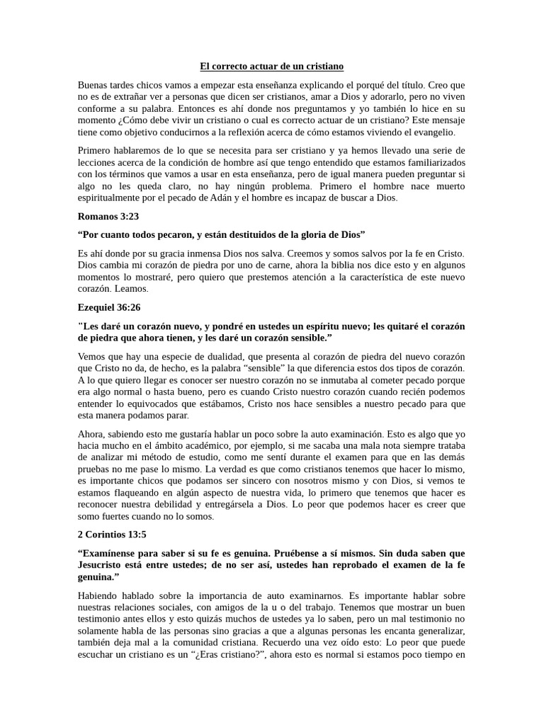 El Correcto Actuar de Un Cristiano | PDF | Pecado | Cristo (título)