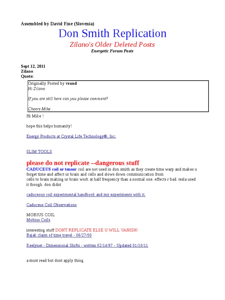 Zilano Older Deleted Posts Don Smith Replication Jan 16, 2012 | PDF ...