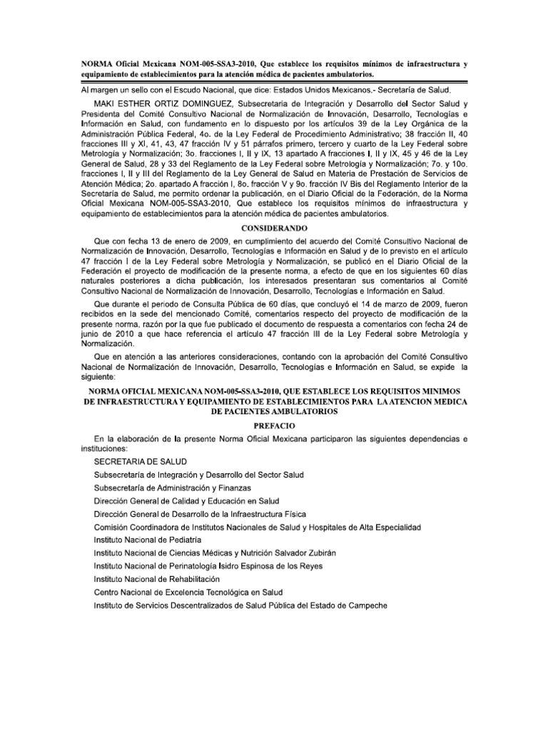 NORMA Oficial Mexicana NOM-005-SSA3-2010 | PDF