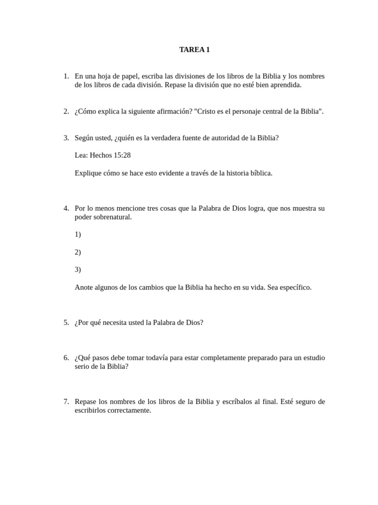 Tarea 1 Papel de La Biblia | PDF