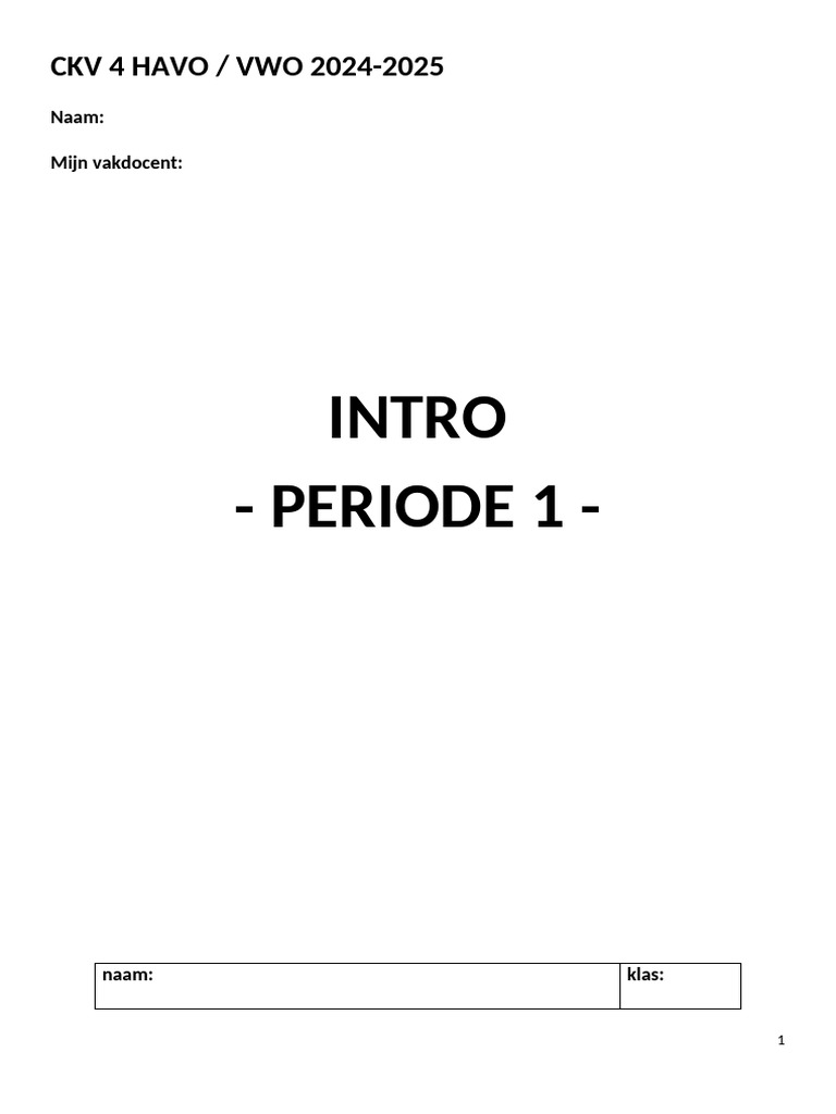 CKV P1 Intro 24-25 Lesboekje | PDF