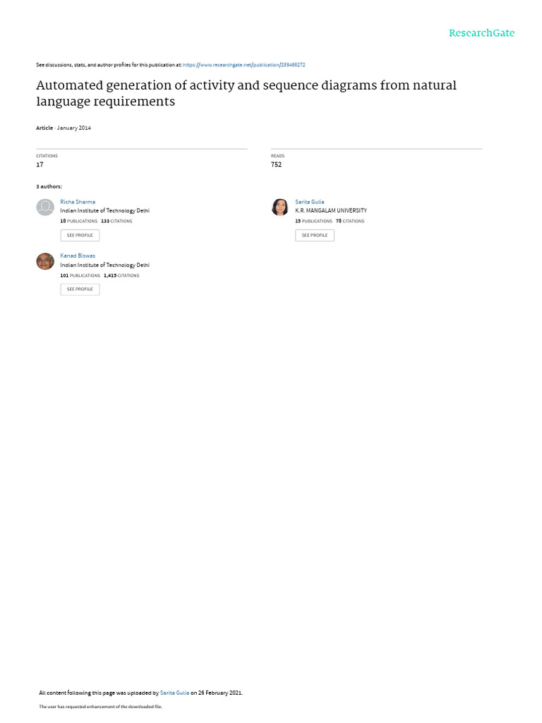 Automated Generation of Activity and Sequence Diagrams From Natural Language Requirements | PDF ...