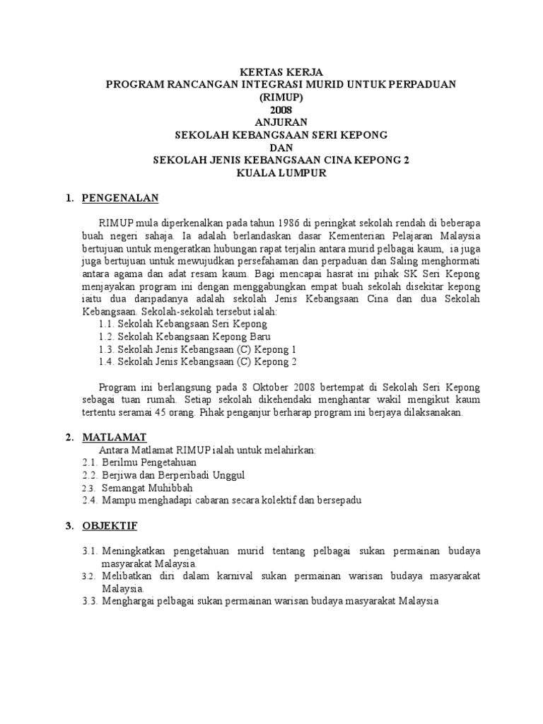 Kertas Kerja Rimup | PDF