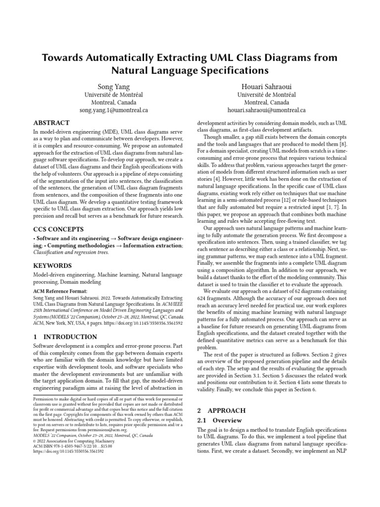 Towards Automatically Extracting UML Class Diagram | PDF | Statistical Classification | Parsing