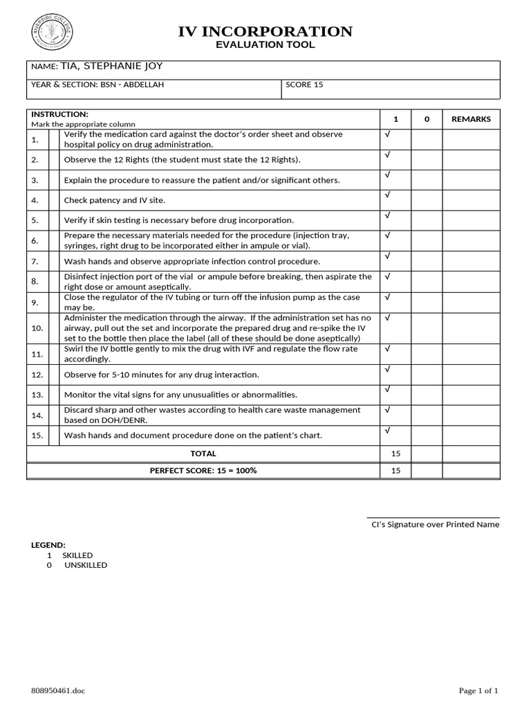 IV Incorporation Tool 2 | PDF | Injection (Medicine) | Intravenous Therapy
