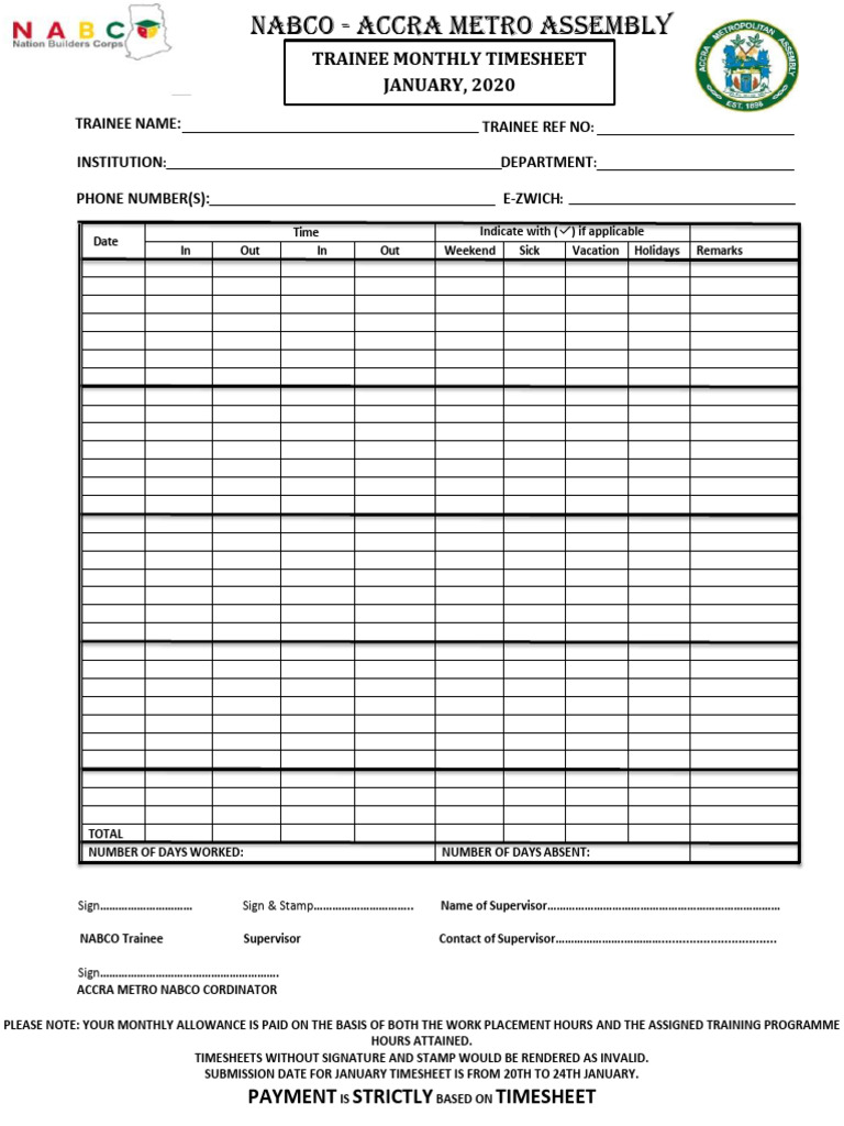 NABCO TIMESHEET FOR DECEMBER- 2021 | PDF