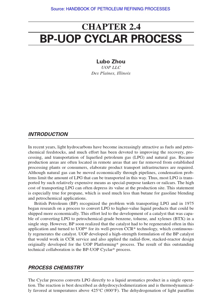 Bp-Uop Cyclar Process: Lubo Zhou | PDF | Liquefied Petroleum Gas ...