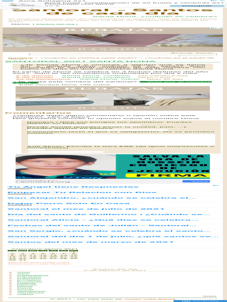 Días Que Es Santa Nona - Santoral Del Nombre Nona | PDF