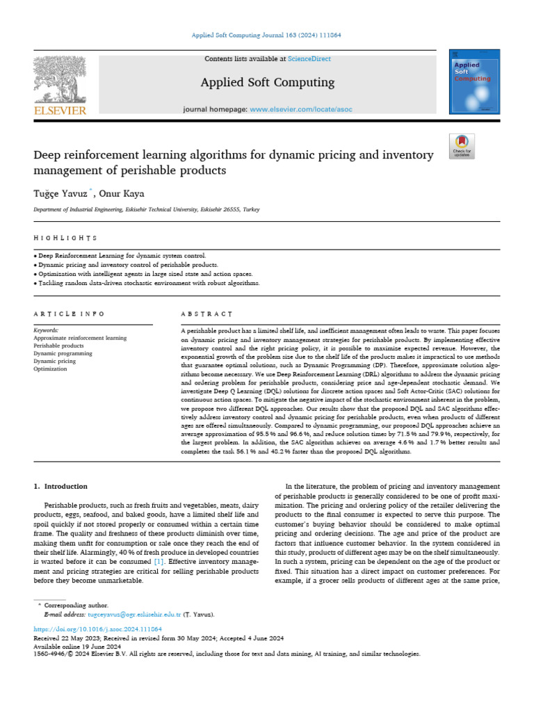 Deep Reinforcement Learning Algorithms For Dynamic Pricing | PDF ...