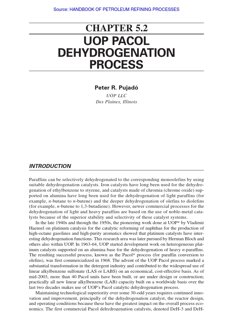 Uop Pacol Dehydrogenation Process: Peter R. Pujadó | PDF | Chemical ...