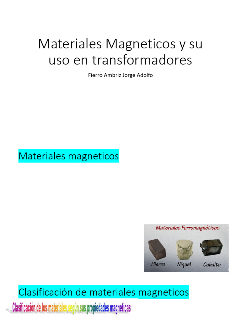 Clasificación de Materiales Magnéticos | PDF | Magnetismo | Transformador