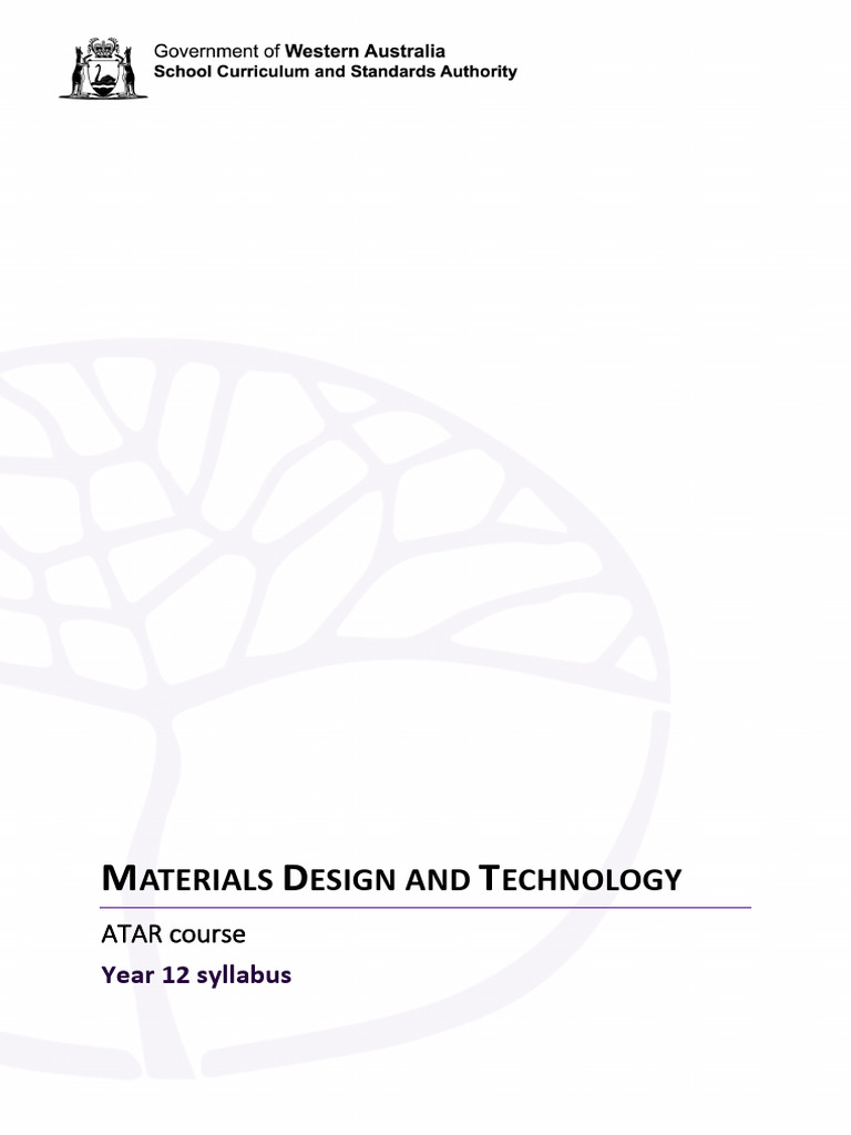 Materials Design and Technology ATAR Year 12 Syllabus For Teaching From ...