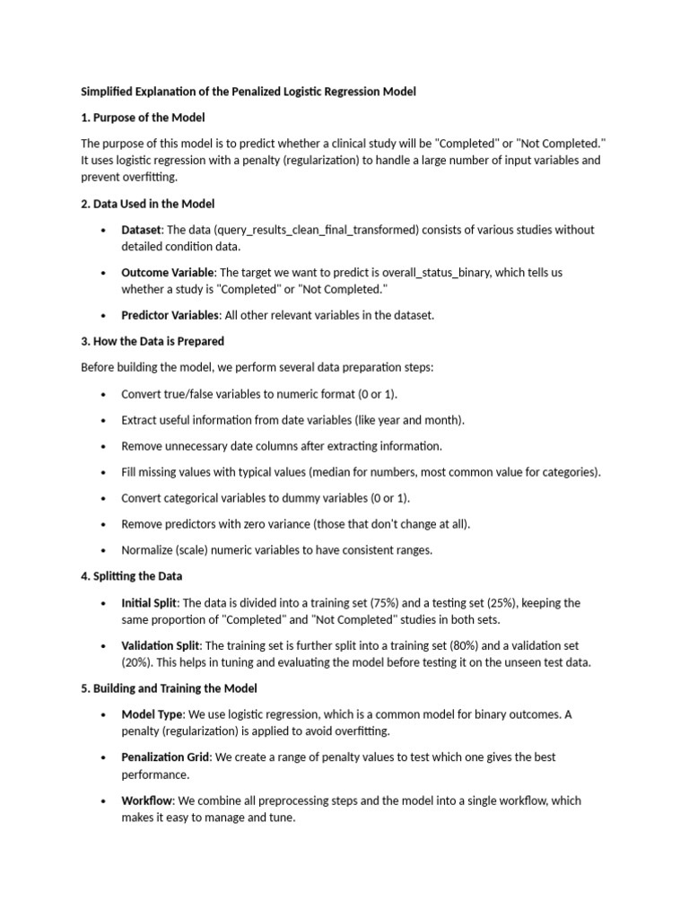 Simplified Explanation of The Penalized Logistic Regression Model | PDF ...