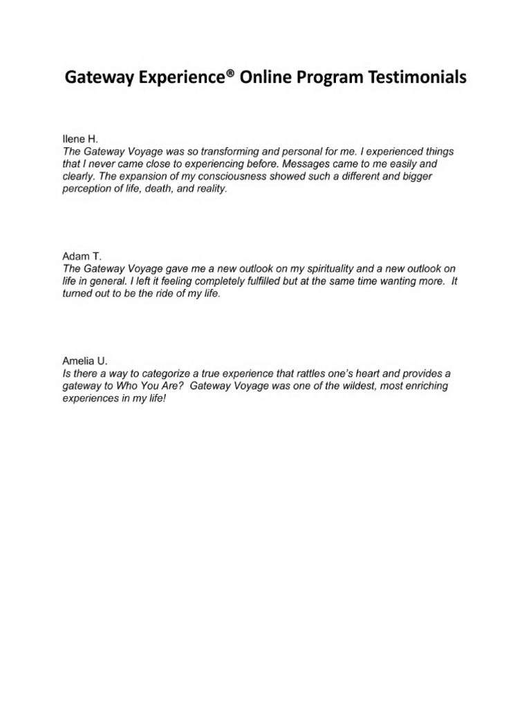 Gateway Experience® Program Reviews | PDF | Self-Improvement | Religion & Spirituality