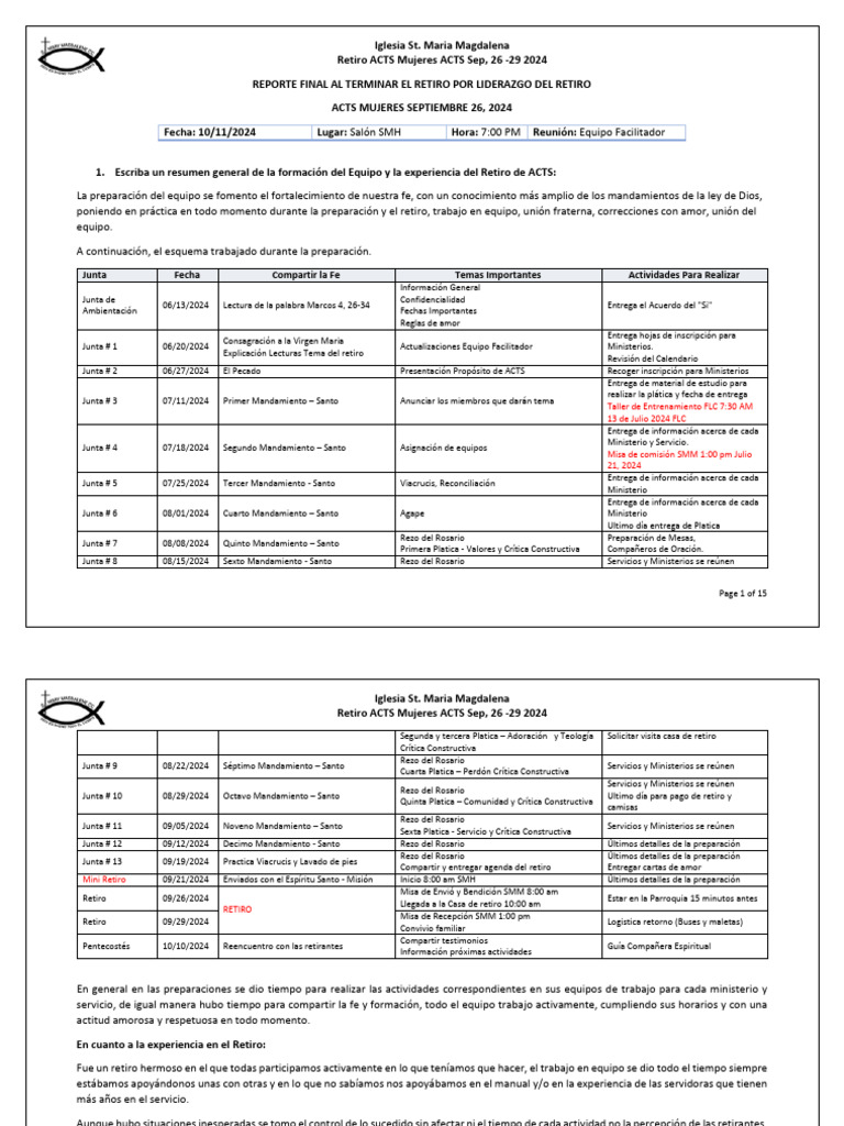 Reporte Final Del Retiro | PDF | Amor