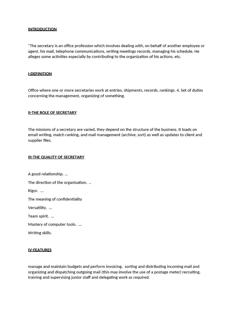 Role and Skills of a Secretary | PDF | Business | Finance & Money ...