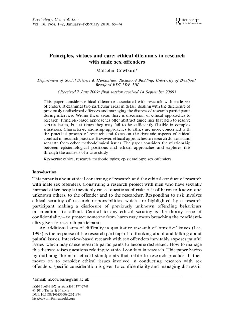 Principles, virtues and care_ethical dilemmas in research | PDF ...