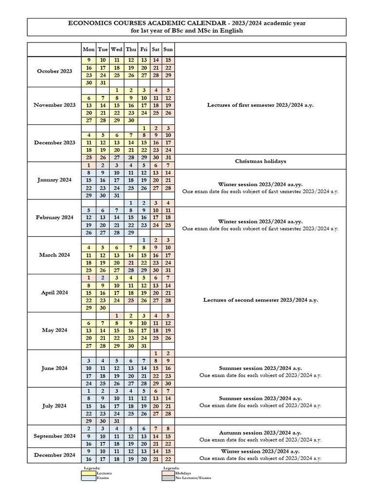 Econ Courses Calendar 2023/24 | PDF | Academic Term | Career And Technical Education