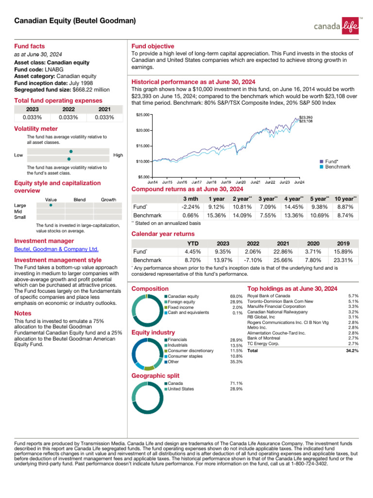 Beutel Goodman Canadian Equity Fund Overview | PDF | Investing ...