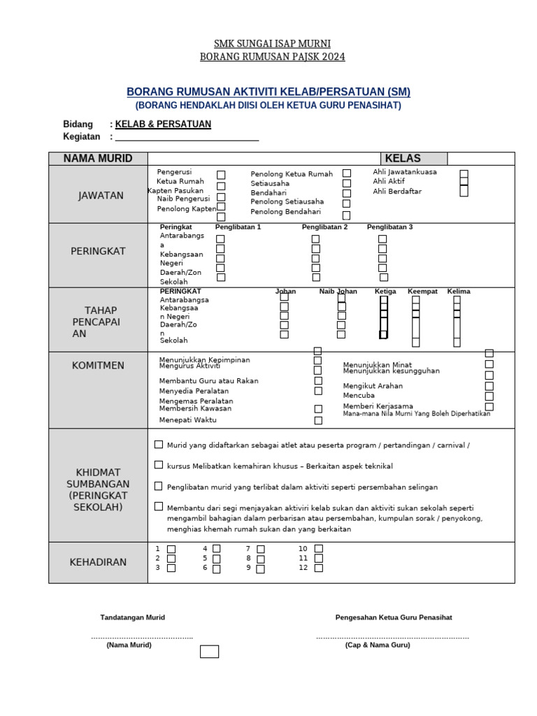 Pajsk 2024 Borang Transit | PDF