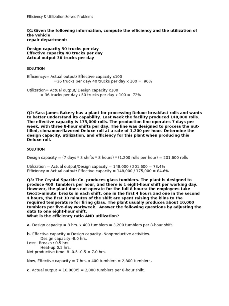 Utilization Efficiency Solved Problem | PDF | Computers